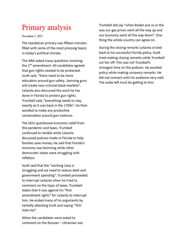 Republican Primary Analysis Insights | PDF