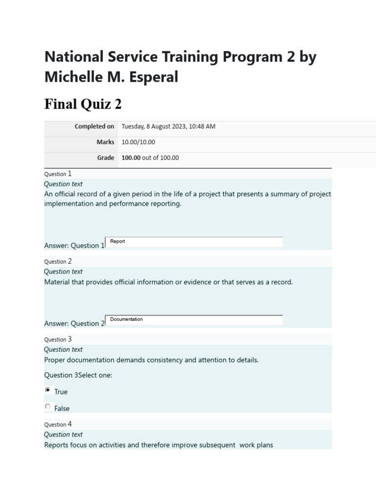 National Service Training Program 2 Final Q2 | PDF