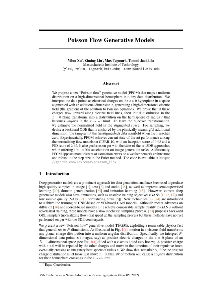 NeurIPS 2022 Poisson Flow Generative Models Supplemental Conference | PDF | Applied Mathematics ...