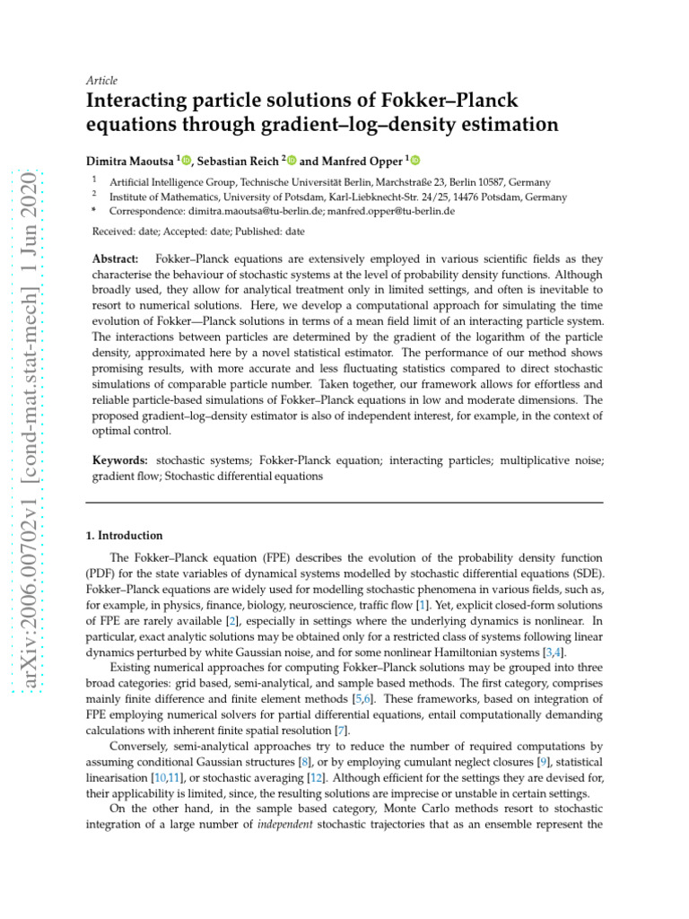 Interacting Particle Solutions of Fokker-Planck Equations Through Gradient-Log-Density ...
