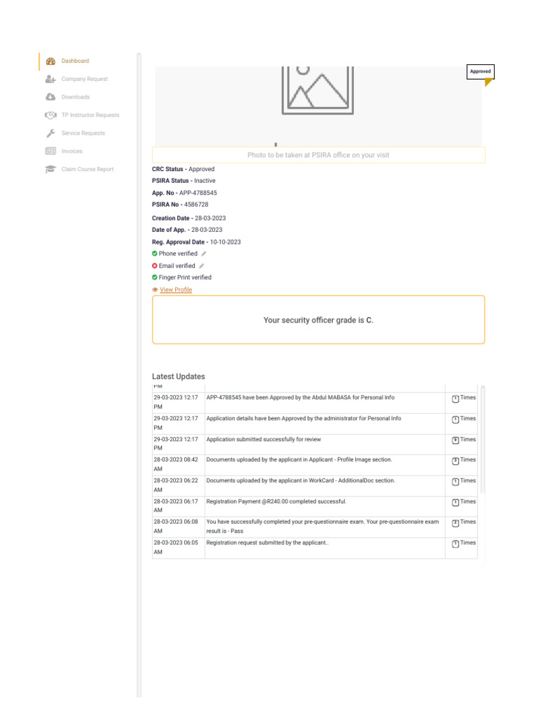 PSIRA Application Status Update | PDF | Software | Computing