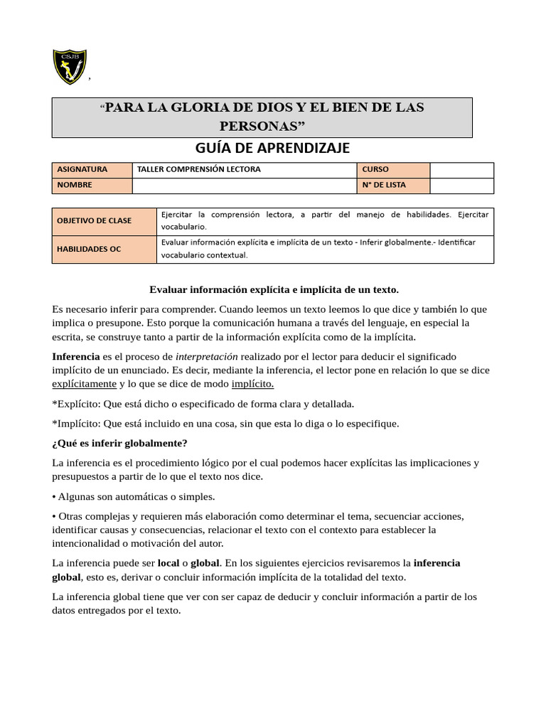 Guia Taller Comprension Lectora 3ero Medio Descargar Gratis Pdf