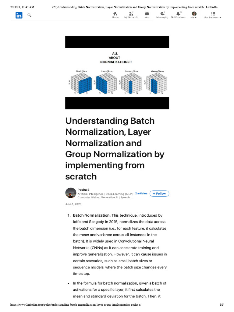 Understanding Batch Normalization, Layer Normalization and Group Normalization by Implementing ...