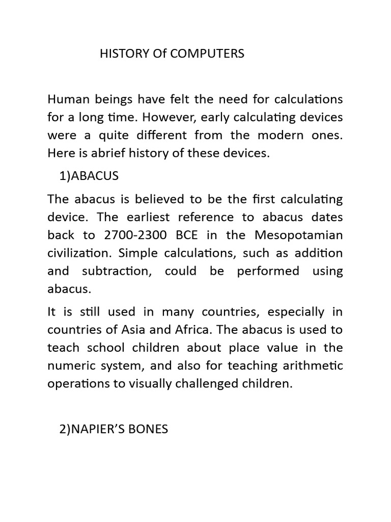 History of Computers | PDF | Microprocessor | Computer Science
