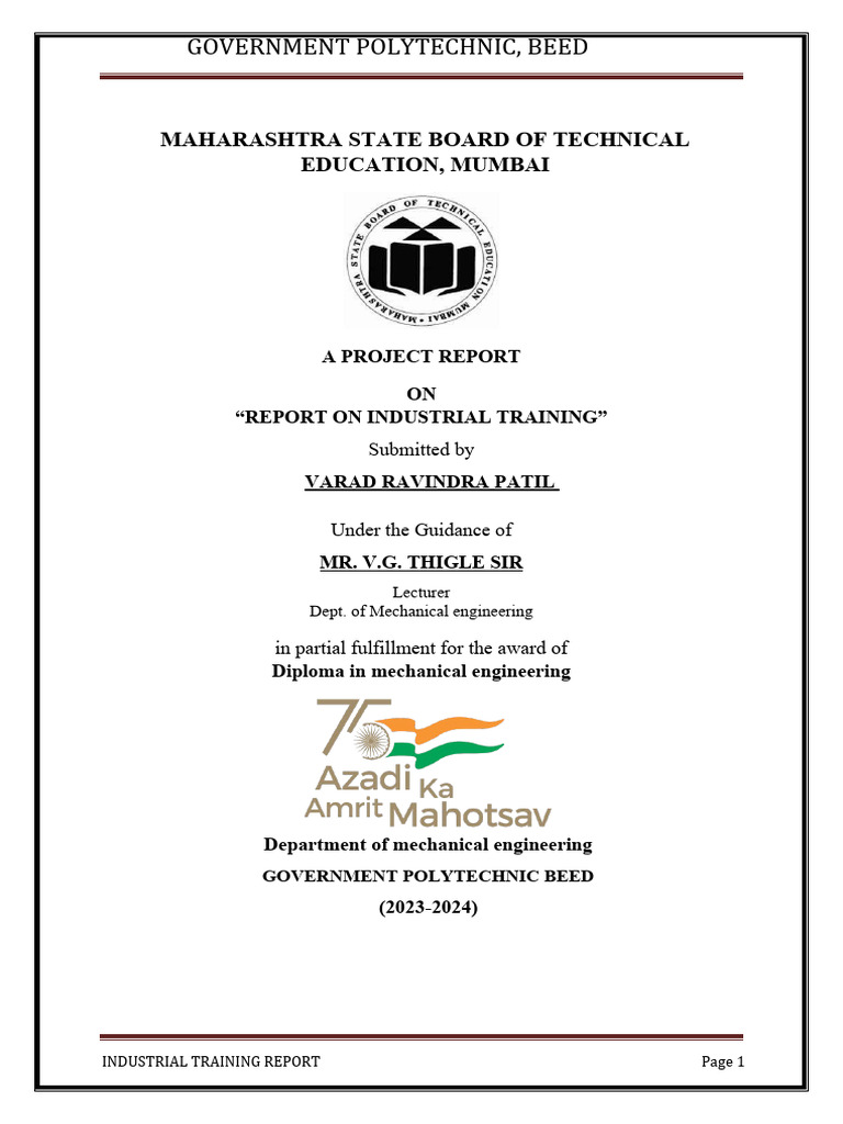 Industrial Training Report: Mechanical Engineering | PDF | Clutch ...