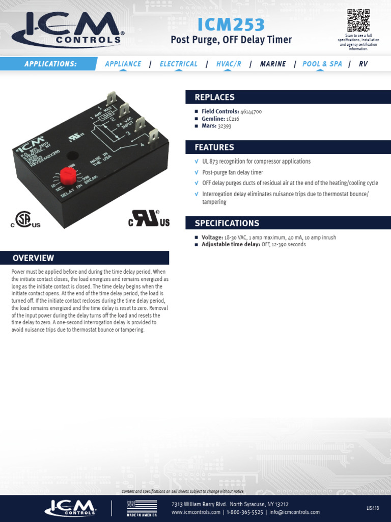 ICM253 Sell Sheet | PDF | Thermostat | Physical Quantities
