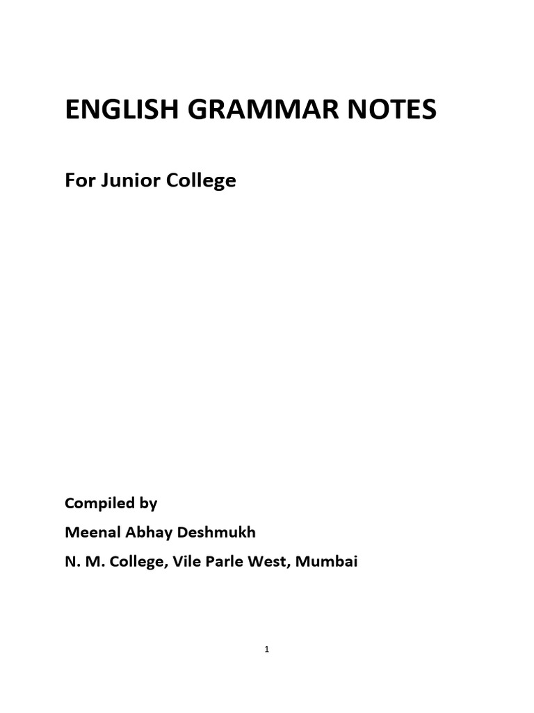 English Grammar Notes JR | PDF | Verb | Clause