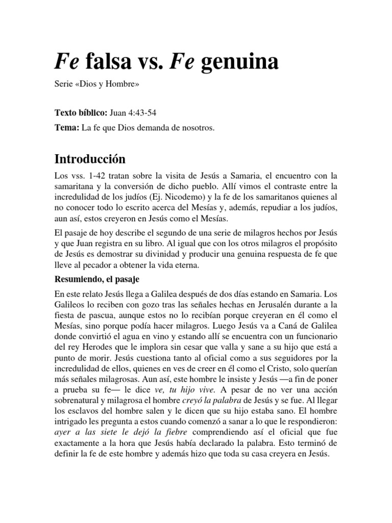 16. Fe Falsa vs. Fe Genuina | PDF | Jesús | Fe