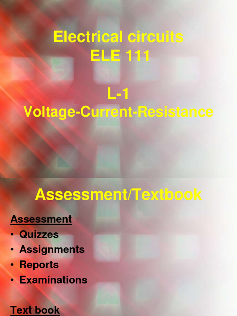 L1 Voltage Current Resistance Pdf Voltage Electrical Resistance