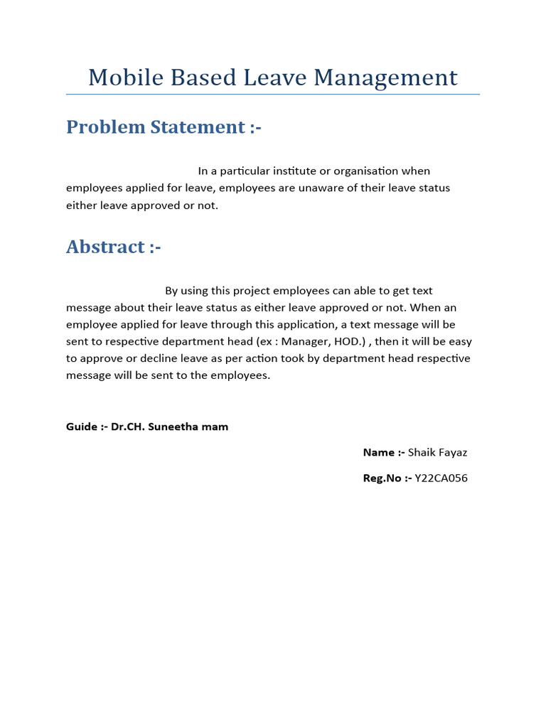 Mobile Based Leave Management | PDF | Career & Growth