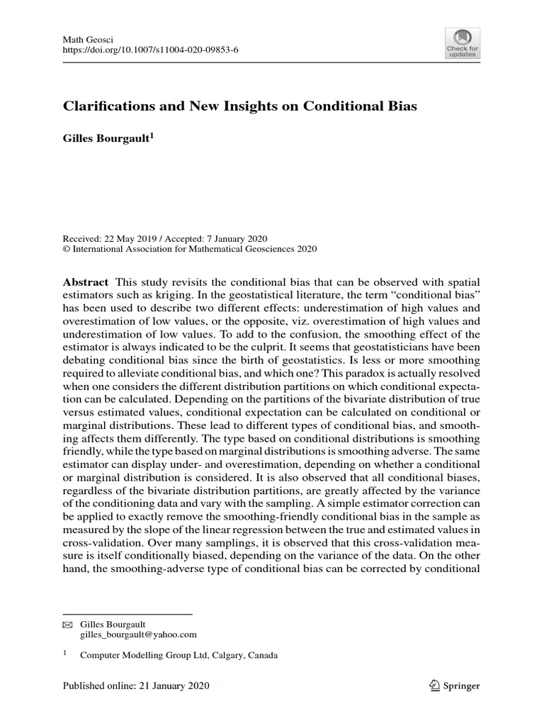 Bourgault2020 Article ClarificationsAndNewInsightsOn | PDF | Bias Of An Estimator | Estimator