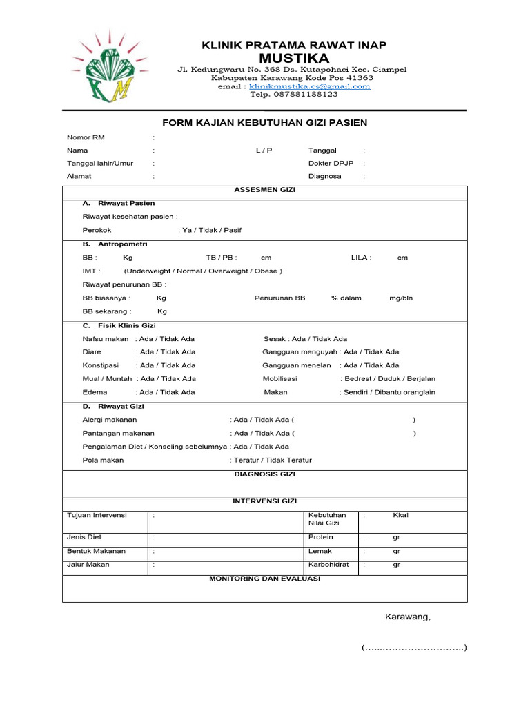 Form Gizi F4 MUSTIKA (Master) | PDF