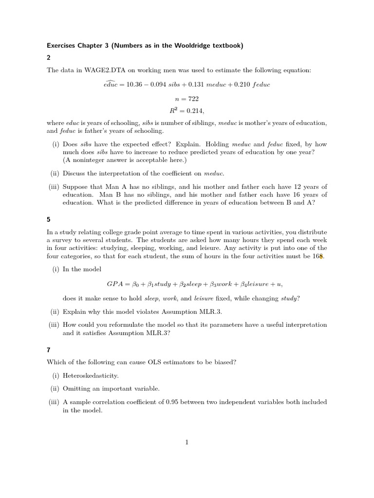 Problem CH 3 | PDF | Regression Analysis | Coefficient Of Determination