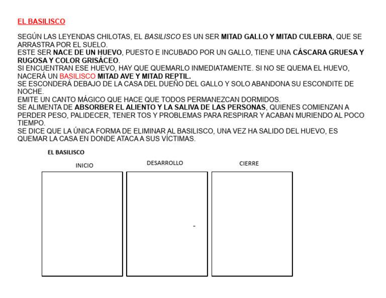 Leyenda del Basilisco Chilote | PDF | Cocina, comidas y vino | Hogar ...