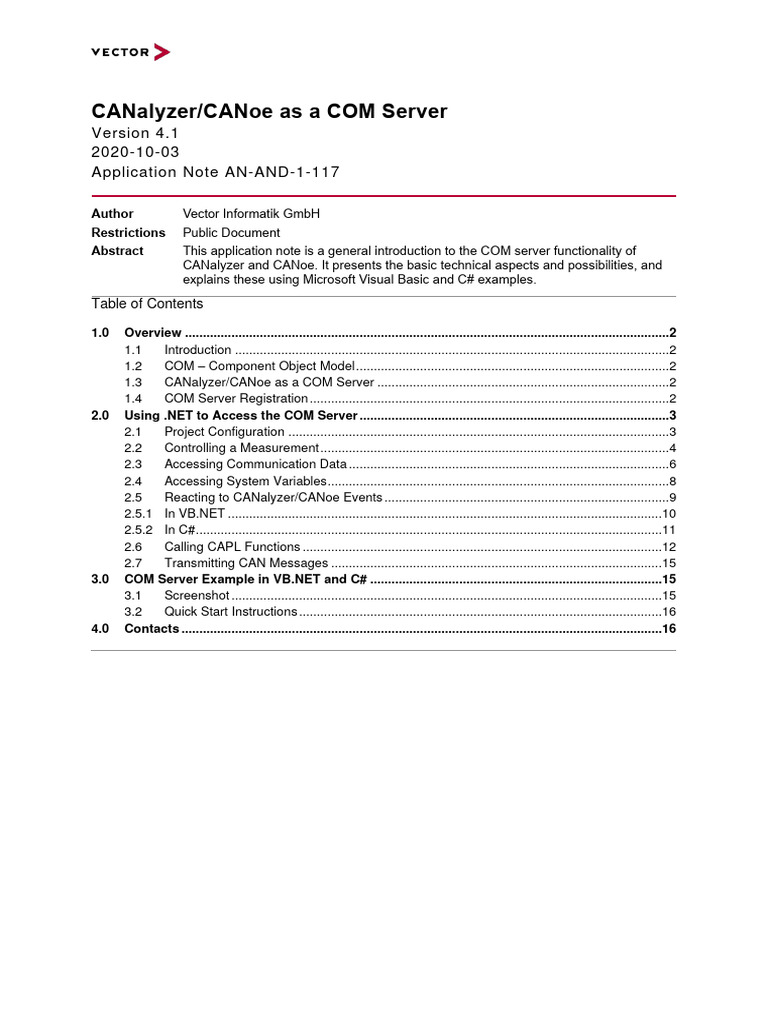 AN-AND-1-117 CANalyzer CANoe As A COM Server | PDF | Component Object ...