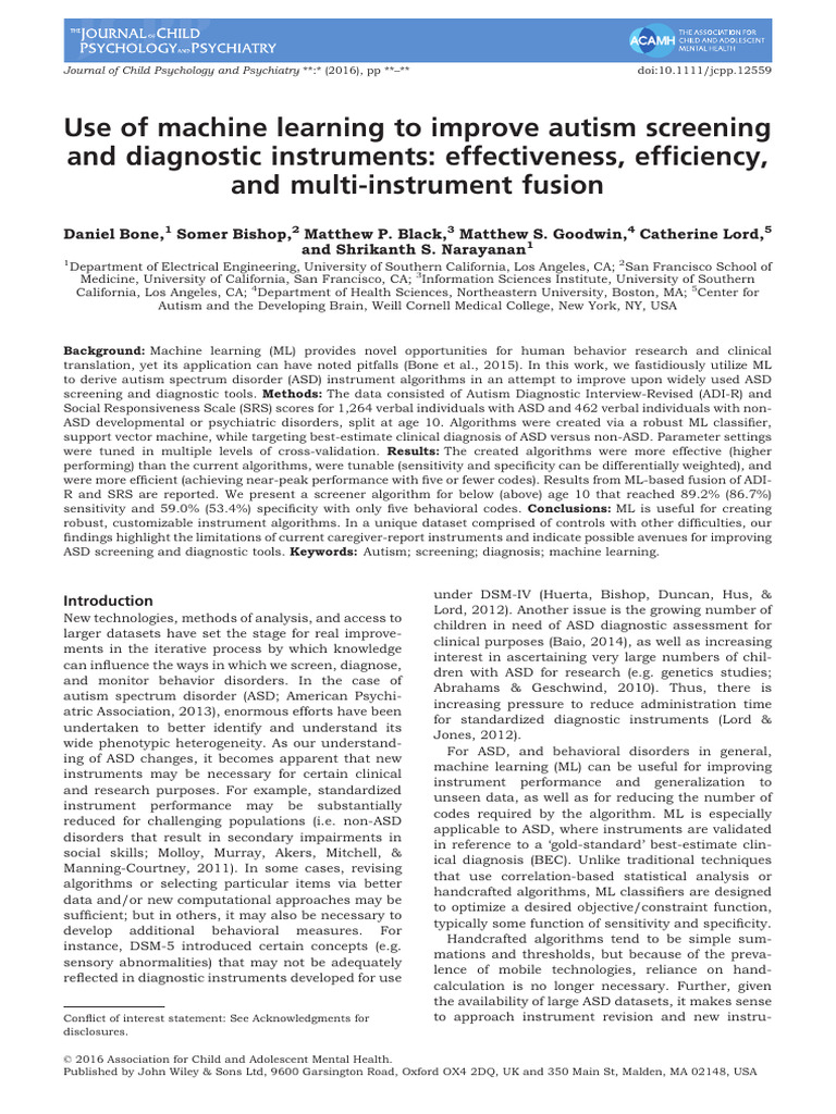 Bone 2016 | PDF | Autism Spectrum | Medical Diagnosis