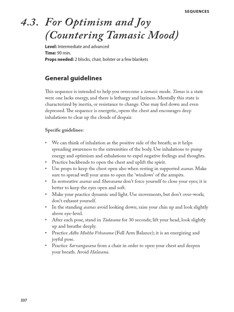 Yoga For Optimism and Joy Countering Tamasic Mood | PDF | Asana | Yoga