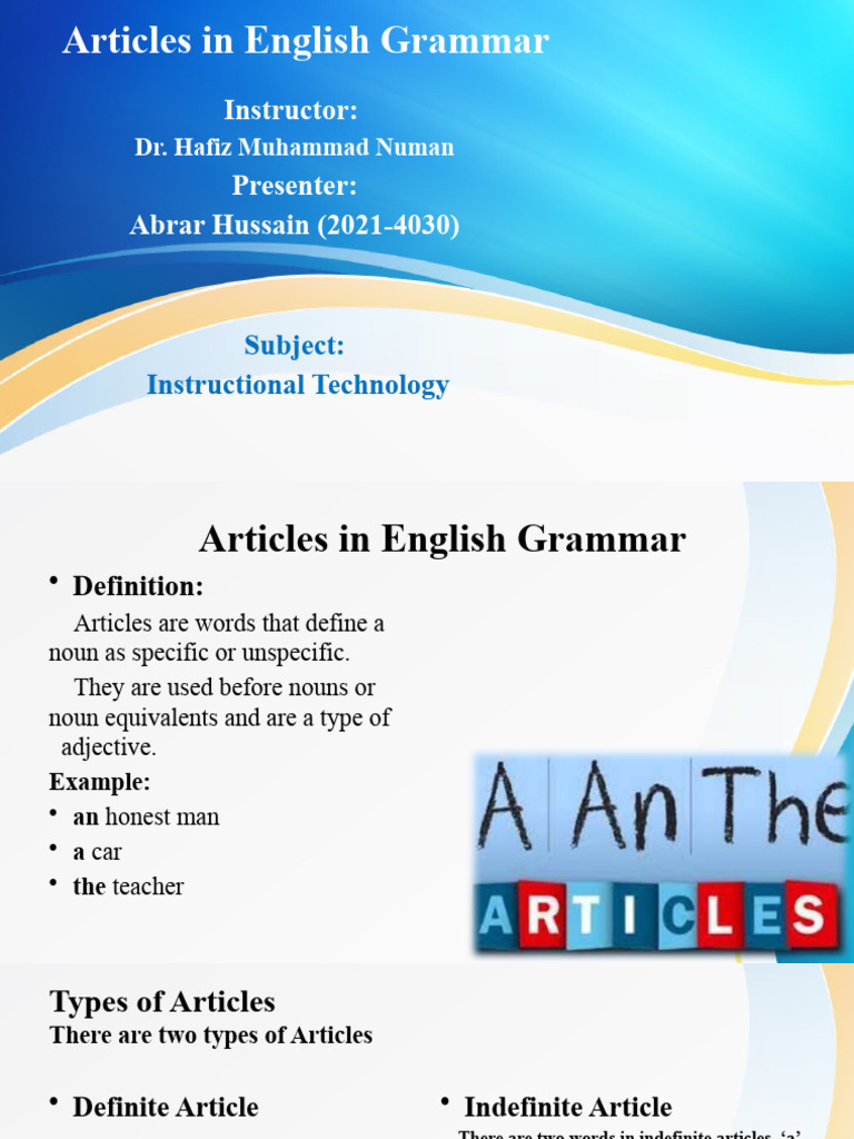 Articles in English Grammar | PDF | Noun | Grammatical Number