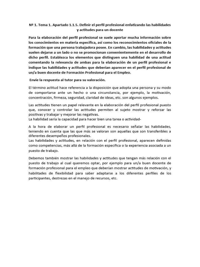 Definición del perfil docente ideal | PDF | Crecimiento personal y ...