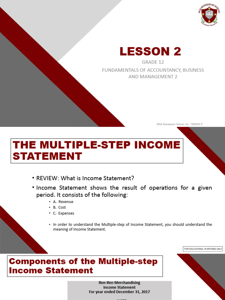 Lesson 2 Week 2 FABM 2 | PDF | Expense | Balance Sheet
