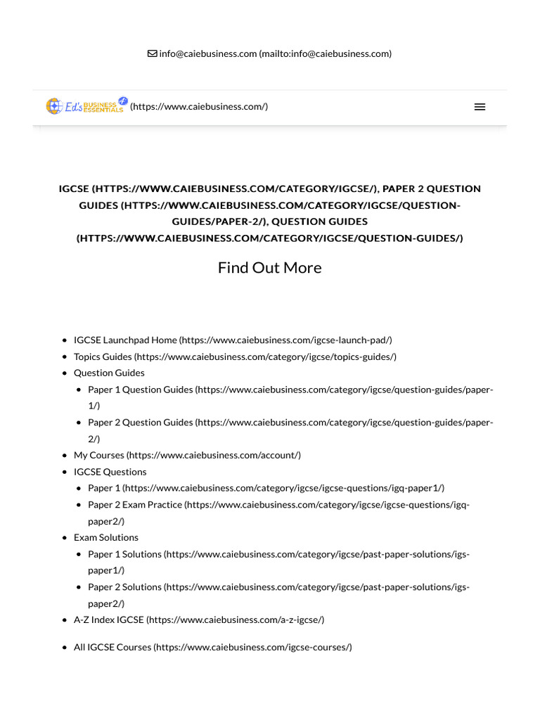 IGCSE Business Paper 2 Guide | PDF | Knowledge | Reason