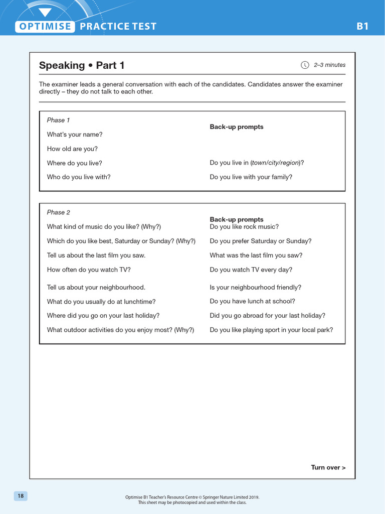 OPT - B1 - Practice - Test (2) - 18-21 | PDF | Human Communication