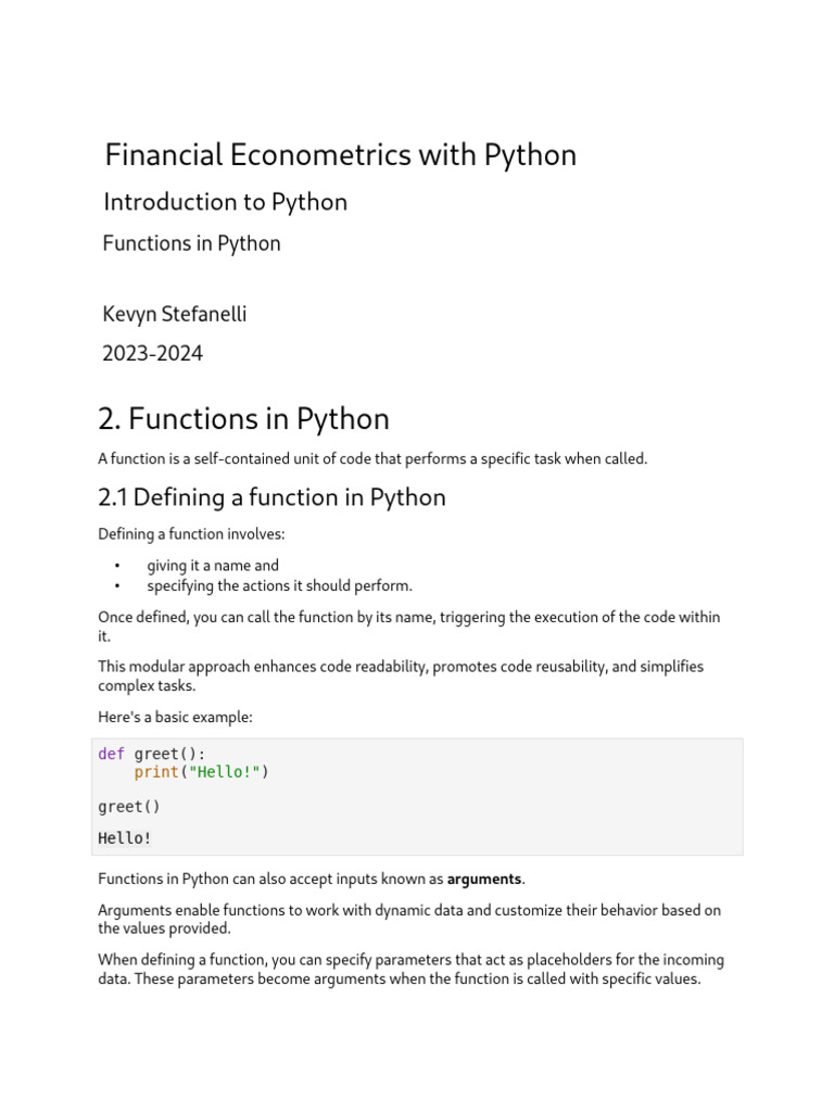 2 Introtopython Functionsinpython Pdf Anonymous Function Parameter Computer Programming 3092
