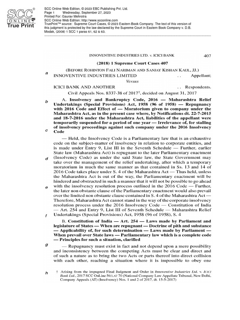 IBC 1 (Innoventive Vs ICICI) | PDF | Supreme Court Of The United States ...