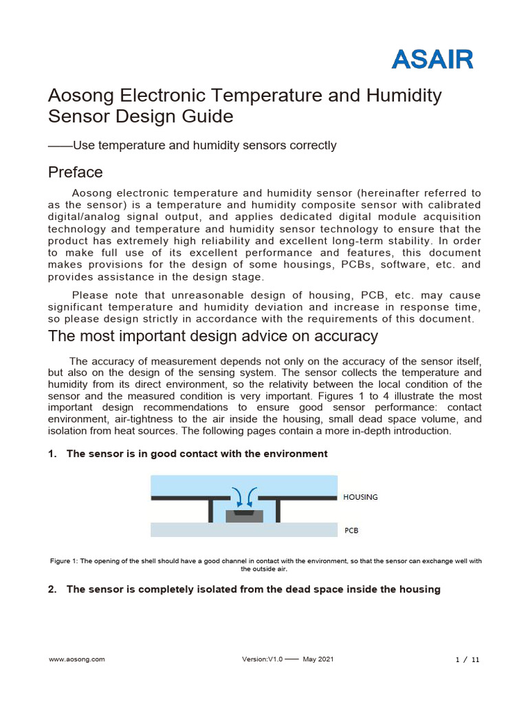 Aosong Electronic Temperature and Humidity Sensor Design Guide | PDF ...