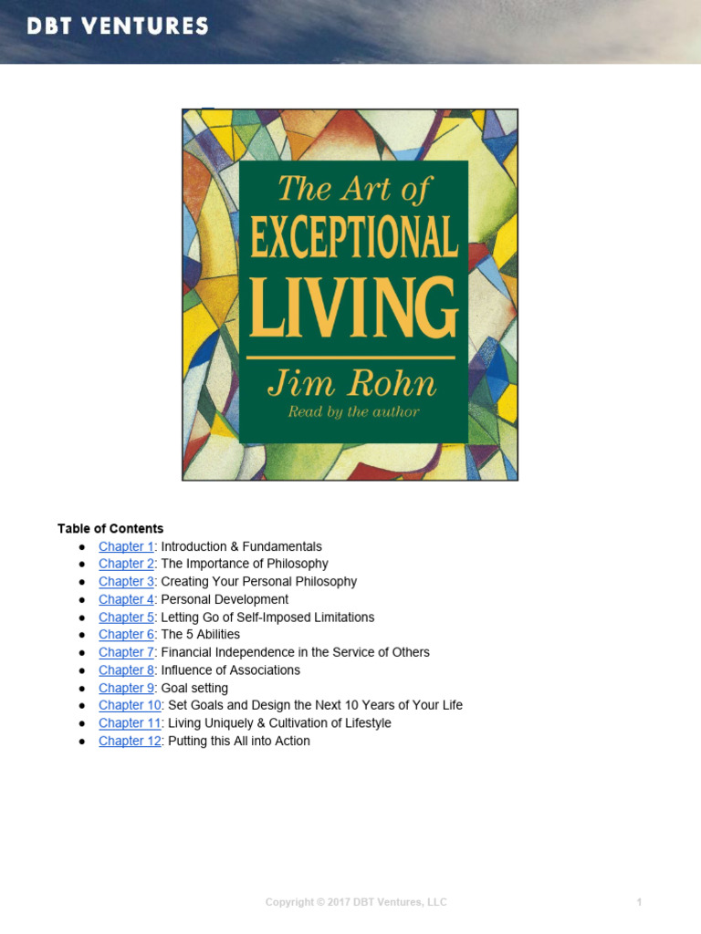 The Art of Exceptional Living Jim Rohn | PDF | Goal Setting | Taxes