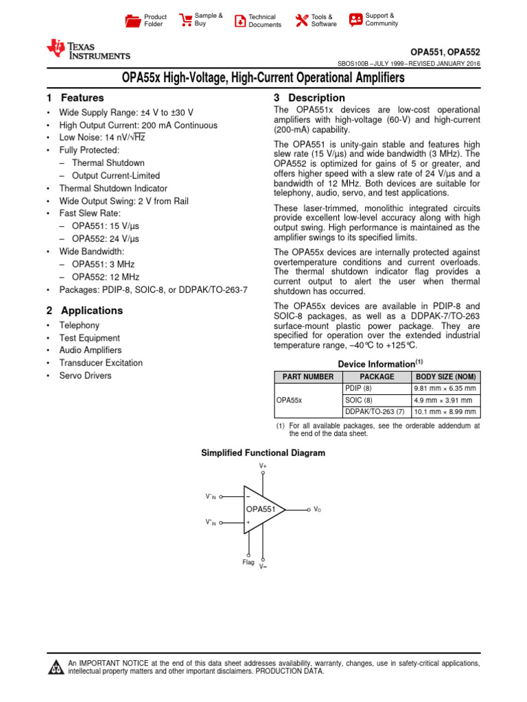 Opa 551 | PDF | Electrostatic Discharge | Amplifier