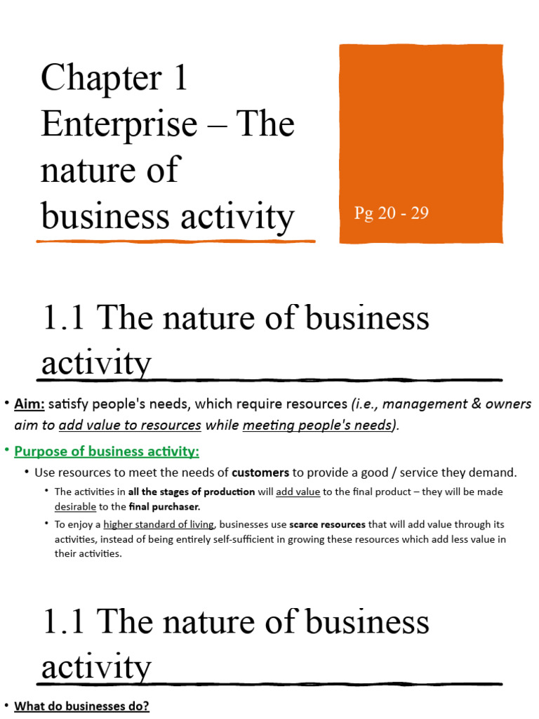 Understanding Business Activity Nature | PDF | Economics | Prices