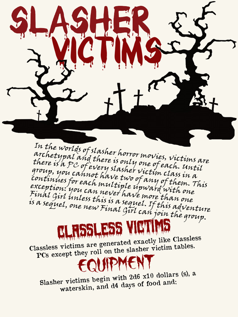 Slasher Victims Pages Printer Friendlier | PDF
