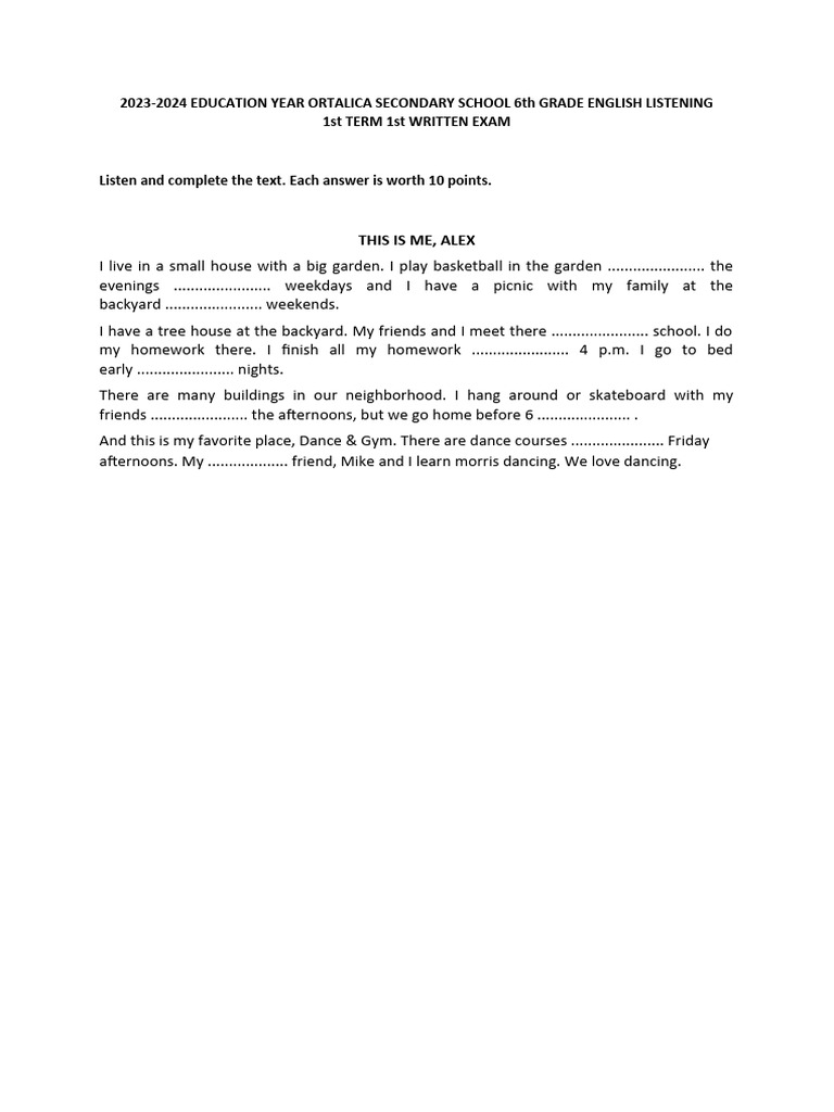 6th Grade Listening | PDF