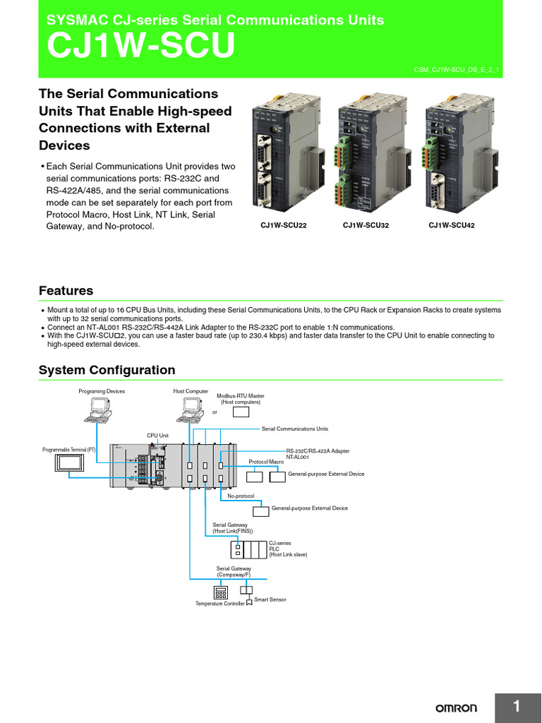 CJ1W Scu41 V1 | PDF | Bit Rate | Programmable Logic Controller