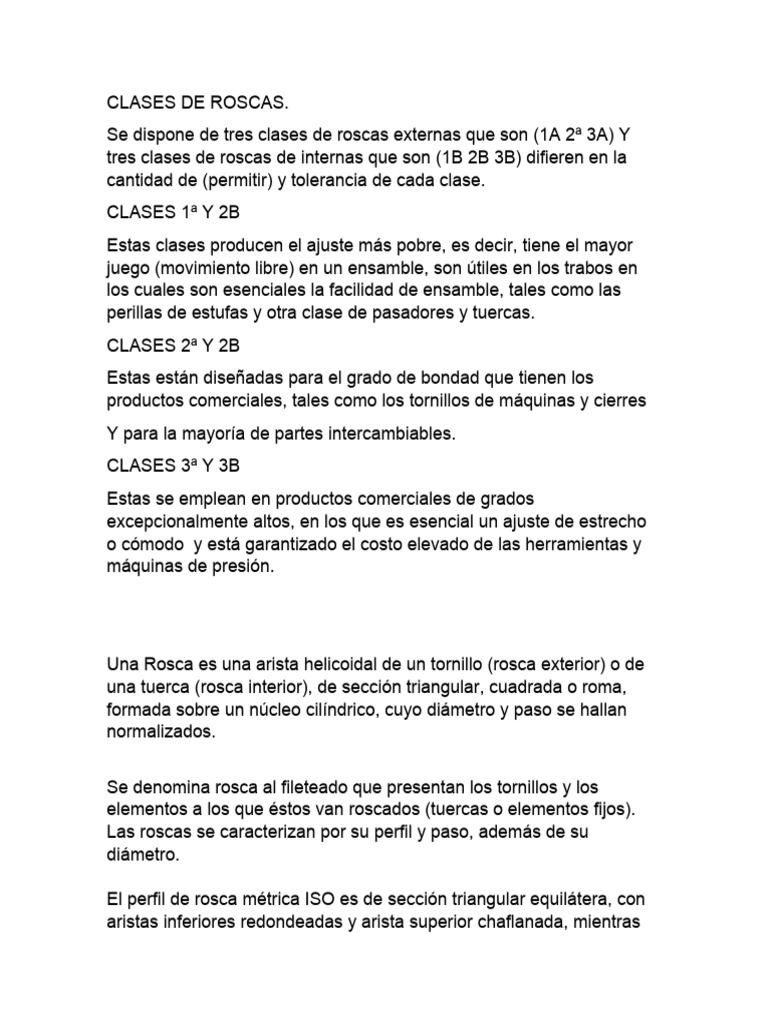 Clases de Roscas | PDF