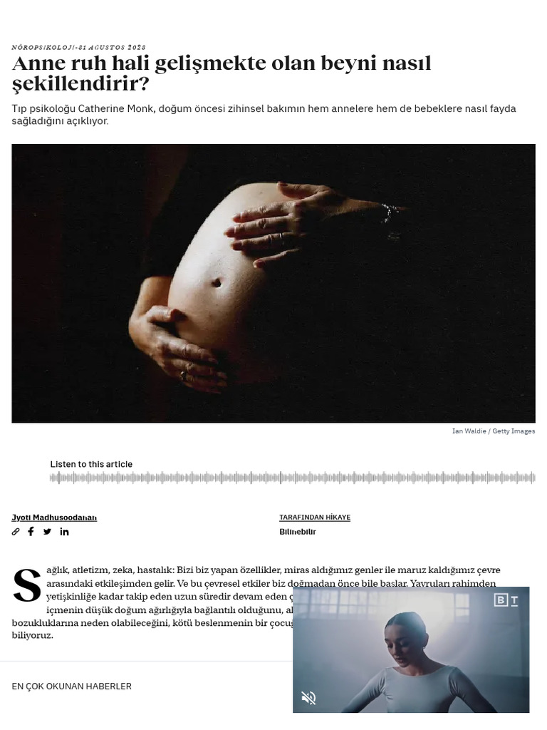 Anne Ruh Hali Gelişmekte Olan Beyni Nasıl Şekillendirir | PDF