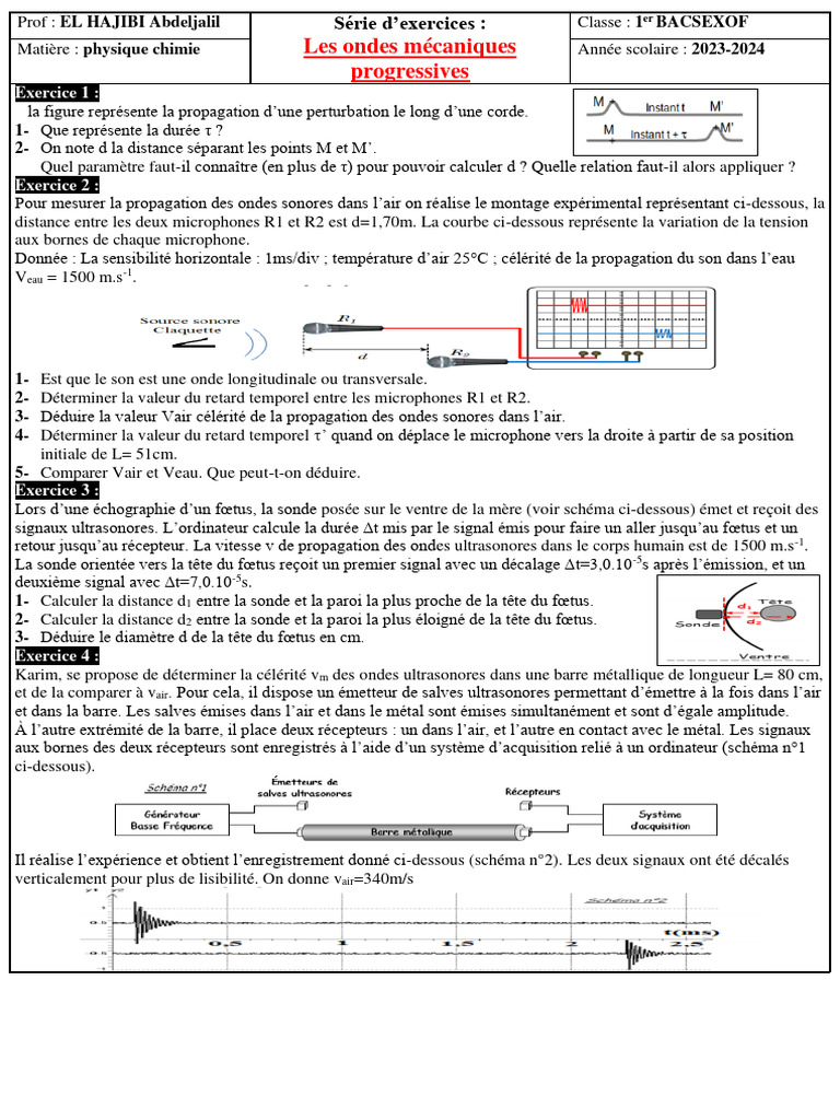 Exercices sur les ondes mécaniques et ultrasonores | PDF | Son | Effet ...