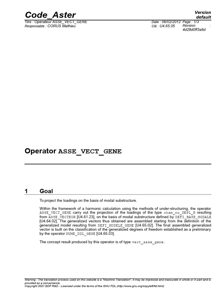 Code - Aster: Operator ASSE - VECT - GENE | PDF | Software Engineering | Applied Mathematics