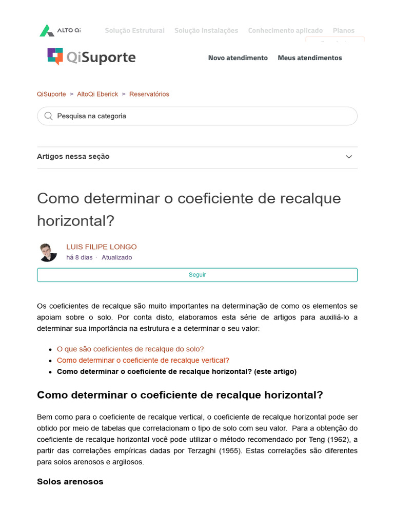 Como Determinar o Coeficiente de Recalque Horizontal - QiSuporte | PDF ...