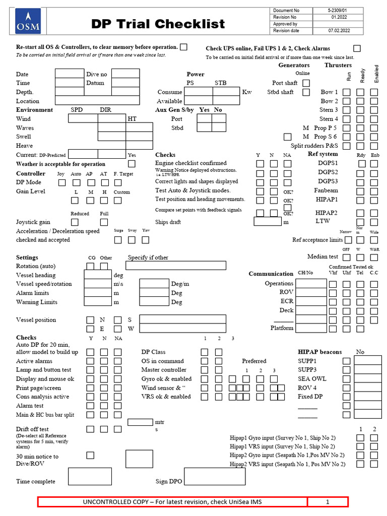 DP Trial Checklist | PDF | Ships