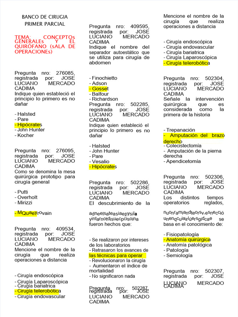 Banco TQ | PDF | Cirugía | Cirujano