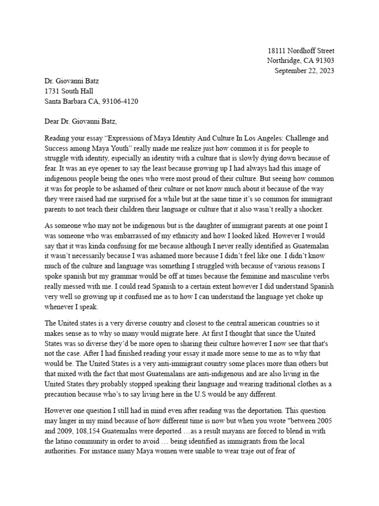 Letter To The Author | PDF | Maya Peoples