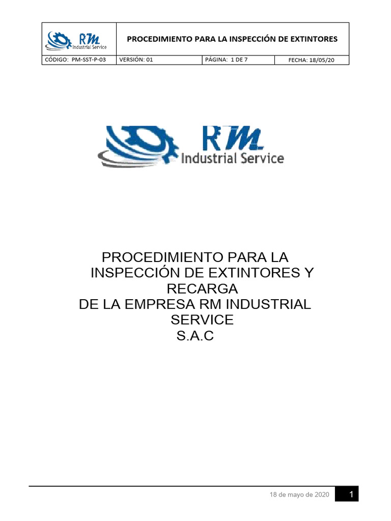 Procedimiento de Reecarga de Extintores RM Industrial Service S.A.C | PDF | Materiales | Química