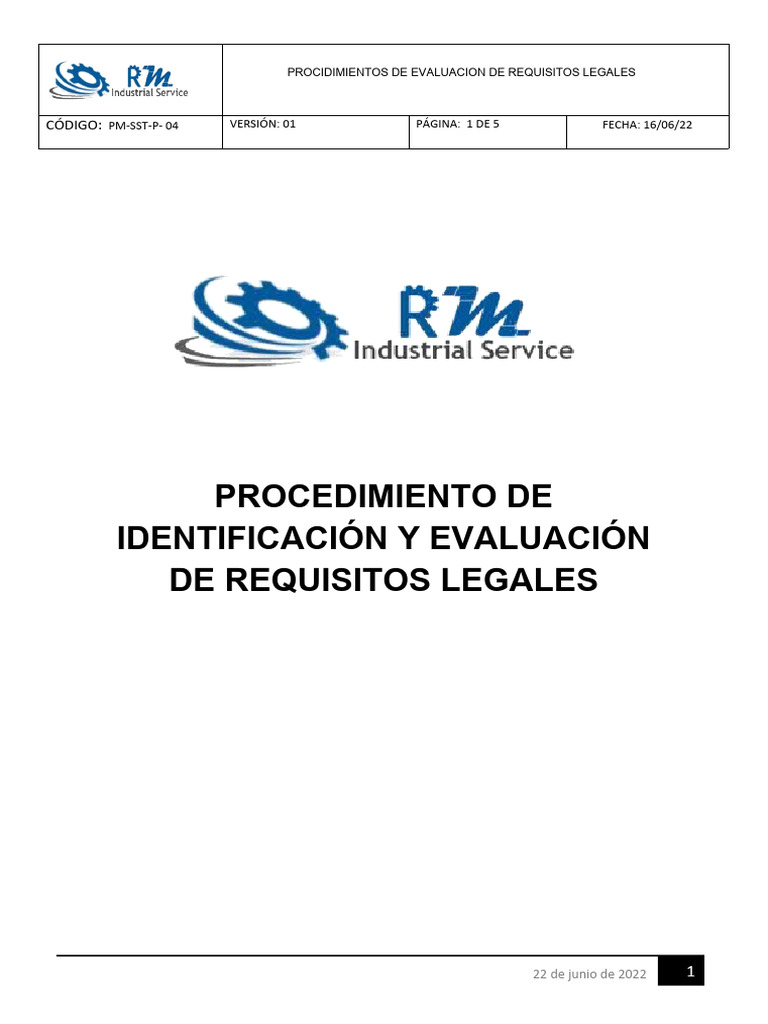 Procedimiento de Requisitos Legales de RM Industrial Service S.A.C ...