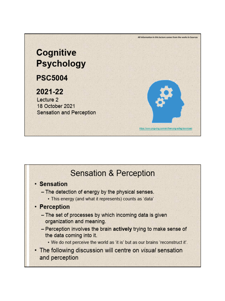 Cognitive Psychology - Sensation Perception | PDF | Perception | Senses