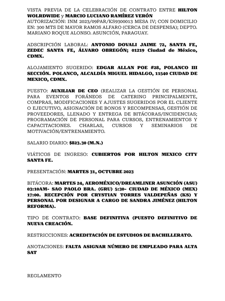 Contrato Pre MLRV - Par | PDF | Salario | Derecho laboral