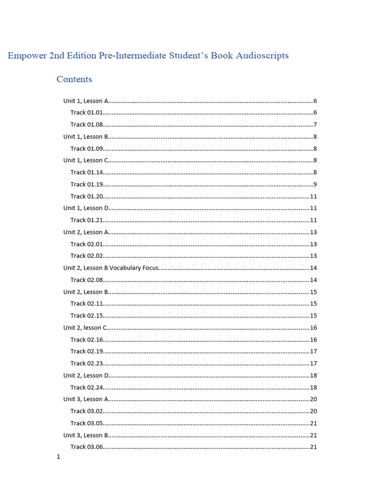 Empower Second Edition Pre-Intermediate Student's Book Audio Scripts | PDF