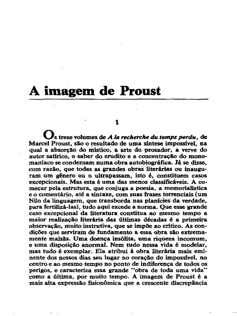 A Imagem de Proust - Benjamin - Walter | PDF