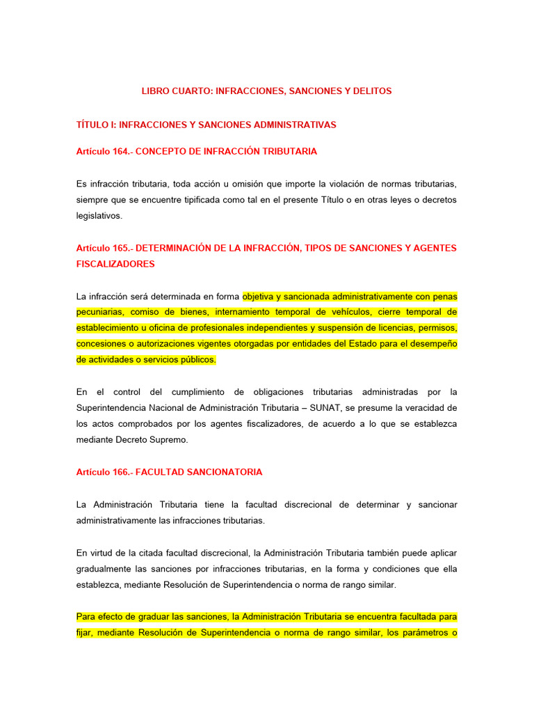 Sem. 05 Libro Cuarto - Infracciones y Sanciones. Guía de Estudio | Descargar gratis PDF | Multa ...